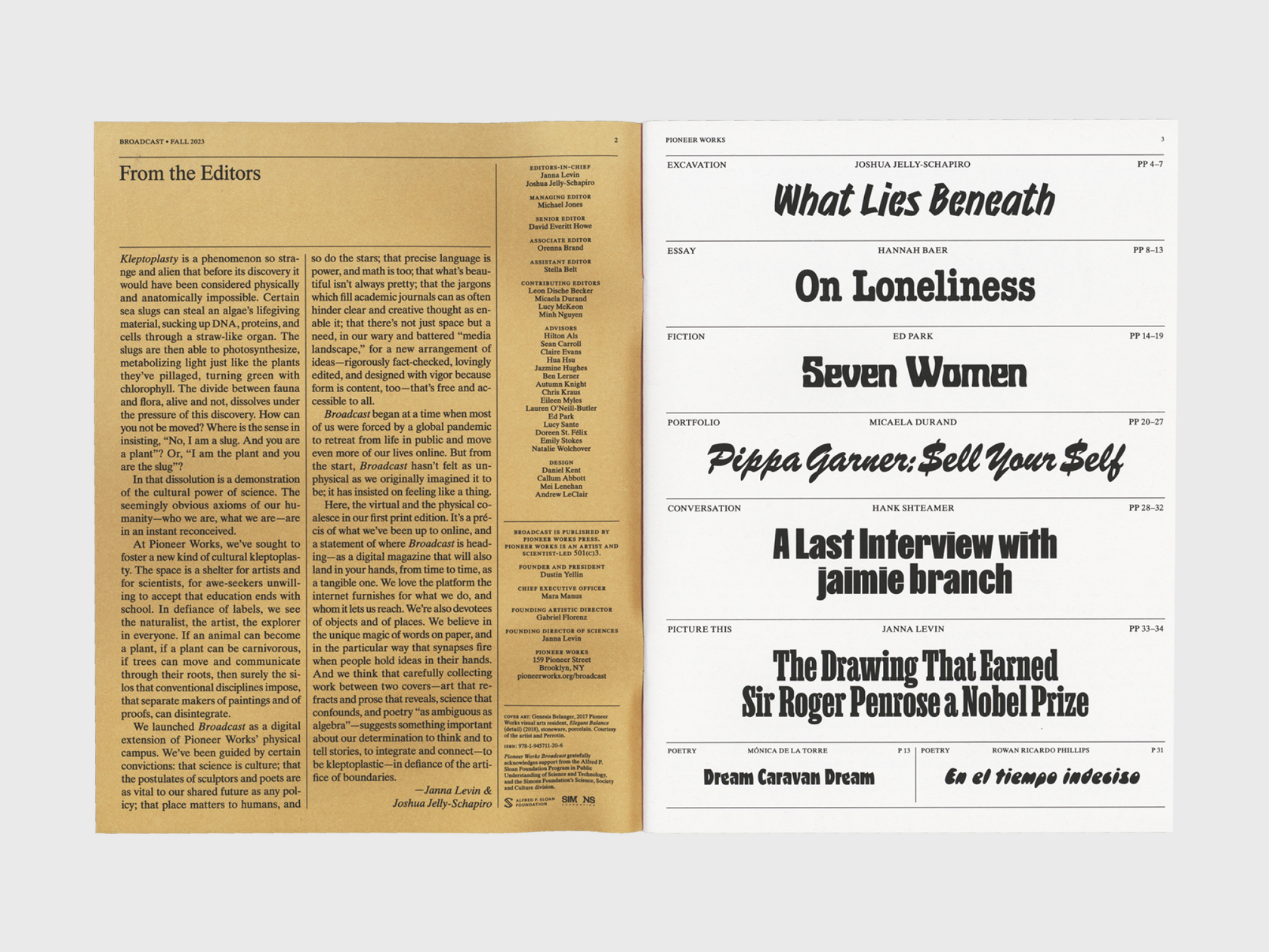 Broadcast Issue 01 – Pioneer Works